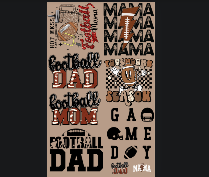 Pre-Made Football DTF Gang Sheet 22x36 with 7 Adult Size and 2 Pocket ...