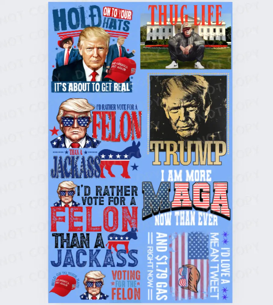 Pre-Made Trump DTF Gang Sheet, 7 Adult and 3 Pocket Size, 22x36 – DTF ...